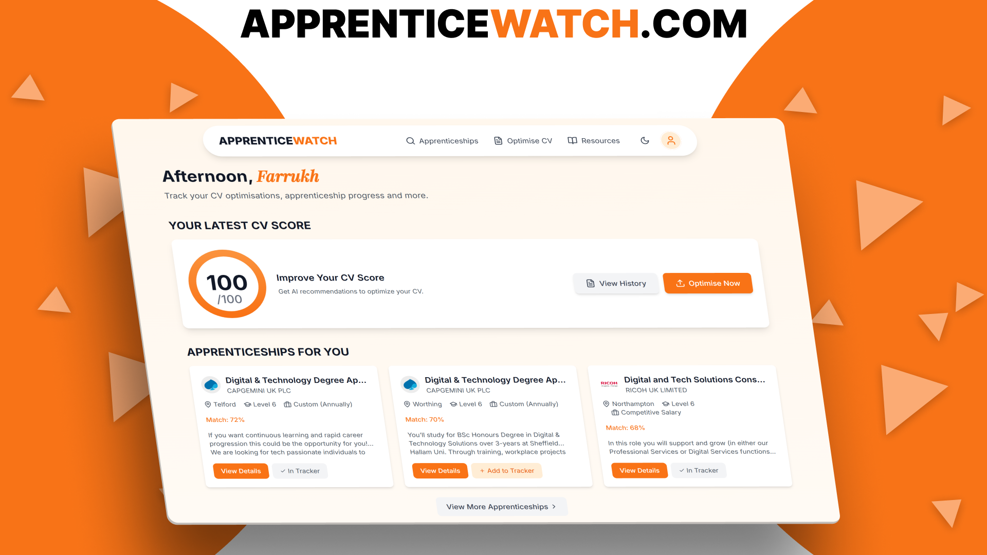 Your Dashboard - ApprenticeWatch | ApprenticeWatch